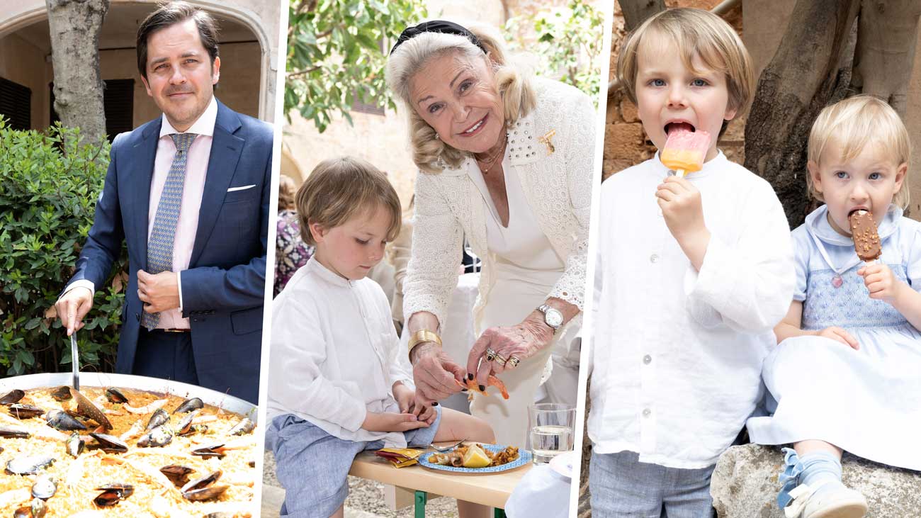 Les invités du baptême du prince Raphaël d'Orléans réunis autour d'une paella à Majorque