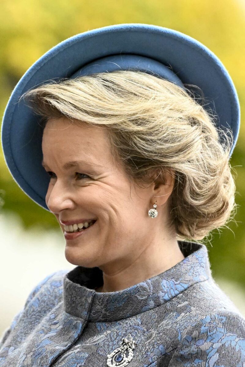 La reine Mathilde en Armani Privé et épingle une nouvelle broche à son ...