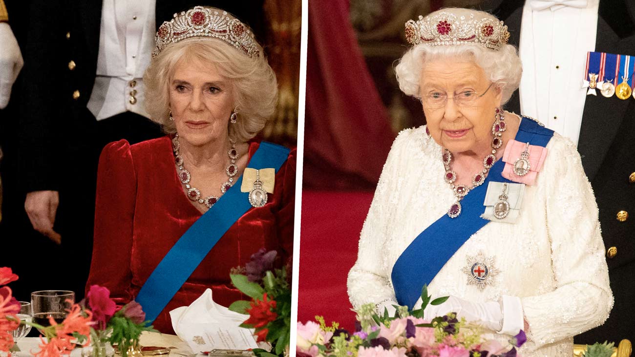 La reine Camilla porte le diadème de rubis birmans de la reine ...