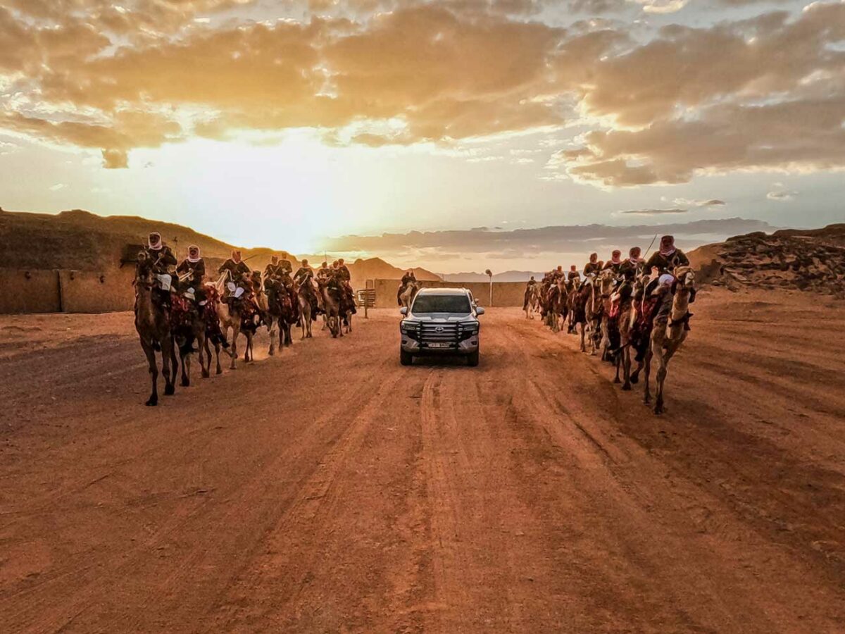 Le roi Abdallah II auprès des notables du désert dans le Badia du Sud