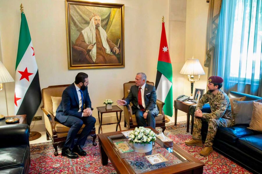Le roi Abdallah II fait la connaissance du nouveau président syrien al ...